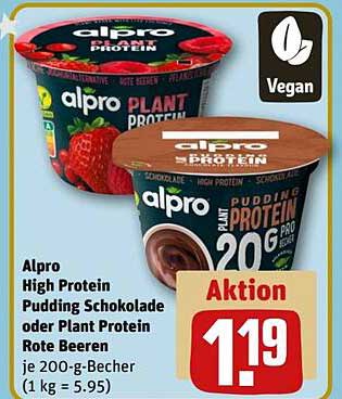 Alpro High Protein Pudding Schokolade Oder Plant Protein Rote Beeren ...