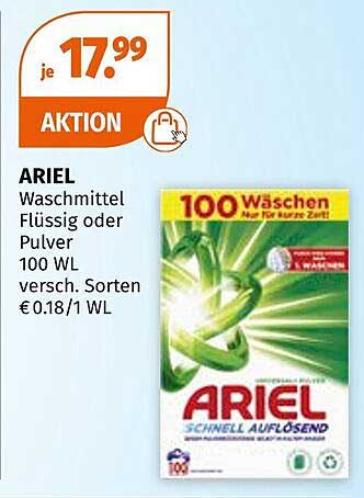 Ariel Waschmittel Flüssig Oder Pulver 100 Wl Angebot bei Müller