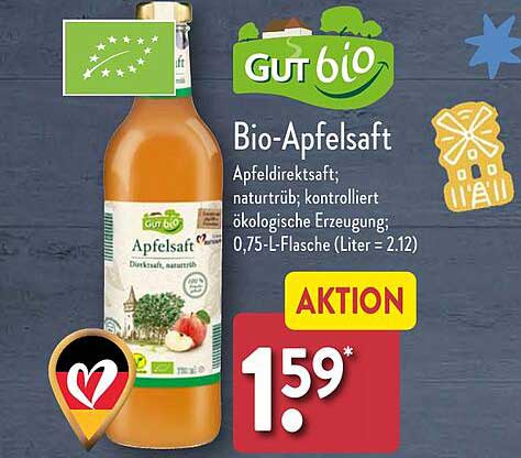 Bio-Apfelsaft Angebot bei Aldi Nord