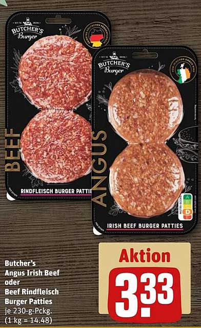 Butcher's Angus Irish Beef Oder Beef Rindfleisch Burger Patties Angebot ...