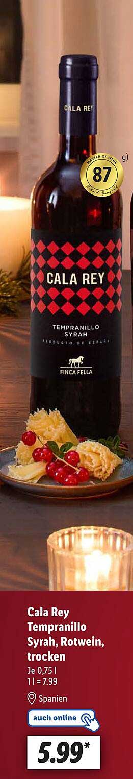 Cala Rey Tempranillo Syrah, Rotwein, Trocken Angebot bei Lidl