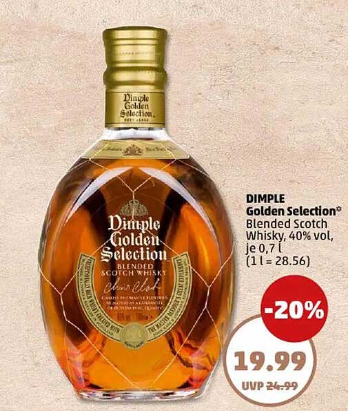 Dimple Golden Selection* Blended Scotch Whisky Angebot bei Penny