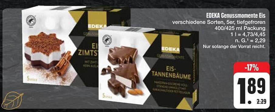Edeka Genussmomente Eis Eis-Zimtsterne Eis-Tannenbäume Angebot bei E-Center