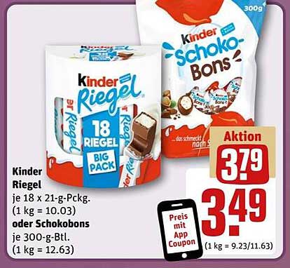 Kinder Riegel Angebot bei REWE Center