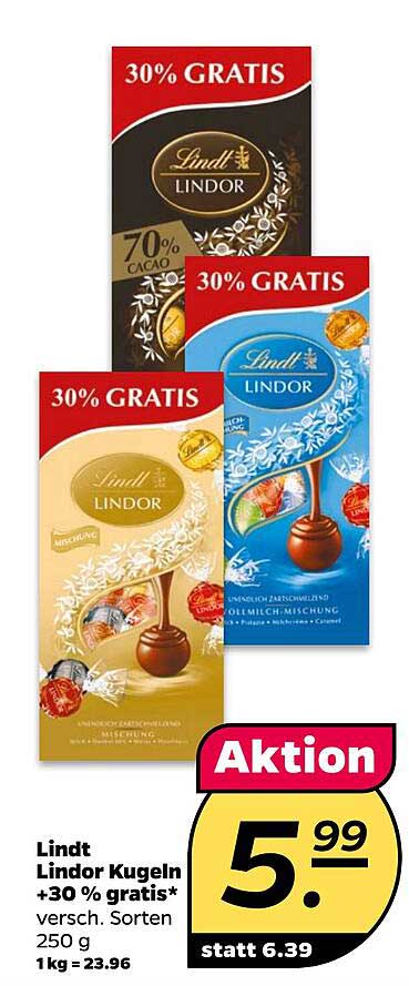 Lindt Lindor Kugeln +30 % Gratis* Angebot bei NETTO