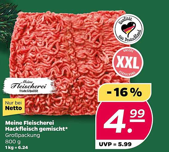 Meine Fleischerei Hackfleisch Gemischt* Angebot bei NETTO