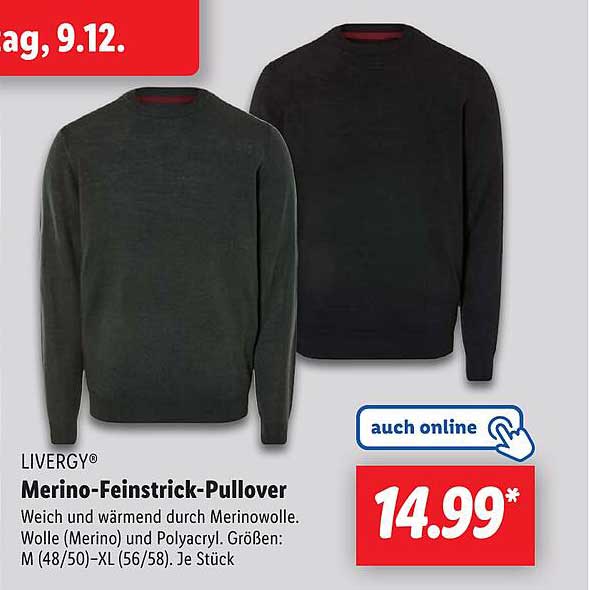 Merino-Feinstrick-Pullover Angebot bei Lidl - ProspektGuru.de