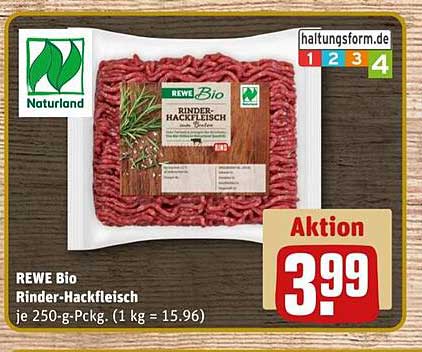 Rewe Bio Rinder-Hackfleisch Angebot bei REWE Center
