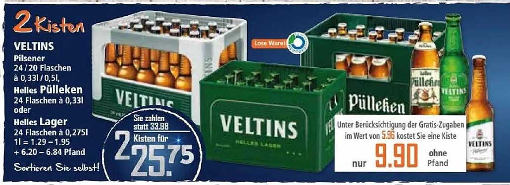 2 Kisten Veltins Pilsener Oder Helles Lager Angebot bei K+K Klaas ...