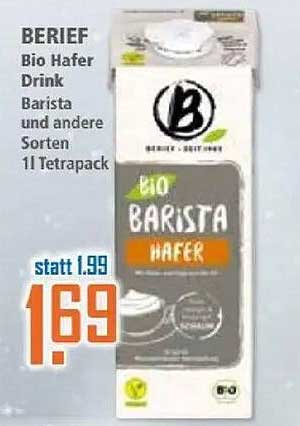 Berief Bio Hafer Drink Barista 1L Tetrapack Angebot bei K+K Klaas ...