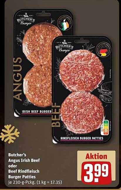 Butcher's Angus Irish Beef Oder Beef Rindfleisch Burger Patties Angebot ...