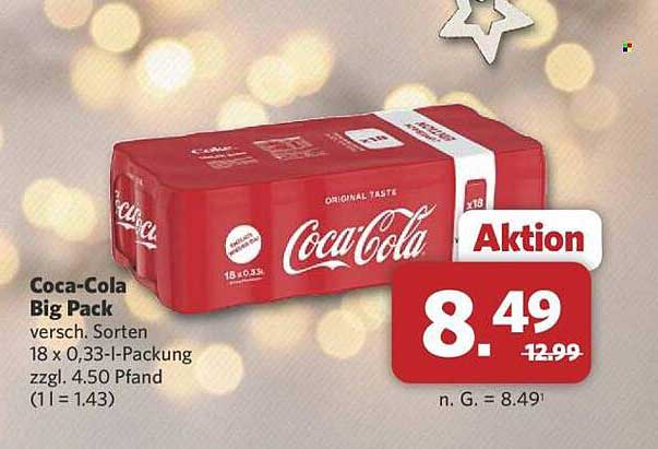 Coca-Cola Big Pack 18 X 0,33 L - Aktion! Angebot bei Combi ...