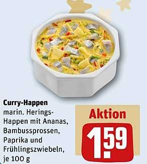 Curry-Happen Marin. Herings-Happen Mit Ananas, Bambussprossen, Paprika ...