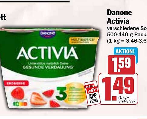 Danone Activia Verschiedene Sorten 500-440 G Pack Angebot bei Hit ...