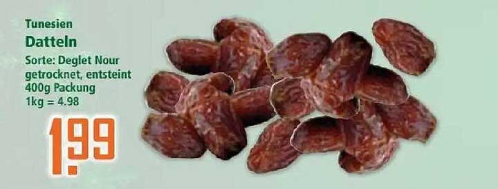 Datteln Sorte Deglet Nour, Getrocknet, 400G Packung Angebot bei K+K ...