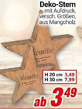 Deko-Stern Mit Aufdruck, Verschiedene Größen, Aus Mangoholz Angebot bei ...