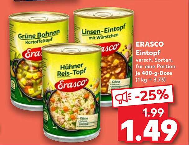 Erasco Eintopf - Verschiedene Sorten, 400-G-Dose Angebot bei Kaufland ...