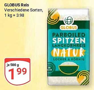 Globus Reis Parboiled Spitzen Langkornreis - Verschiedene Sorten ...