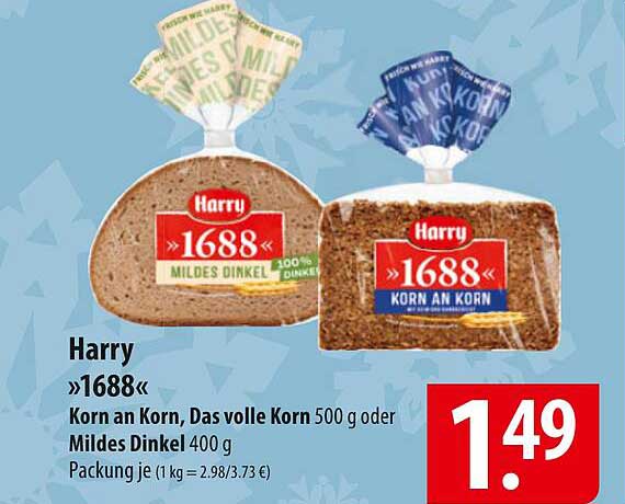 Harry »1688« Korn An Korn, Das Volle Korn 500 G Oder Mildes Dinkel 400 ...