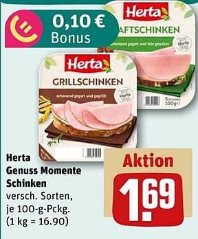 Herta Genuss Momente Schinken - Verschiedene Sorten Angebot bei REWE ...