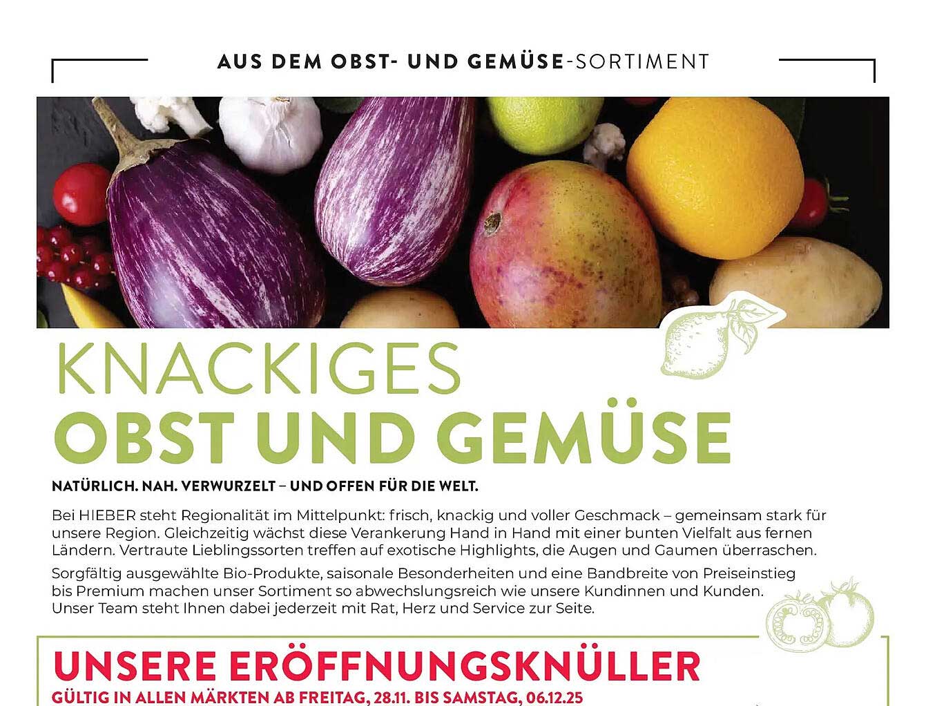 Knackiges Obst Und Gemüse Angebot bei HIEBER - ProspektGuru.de