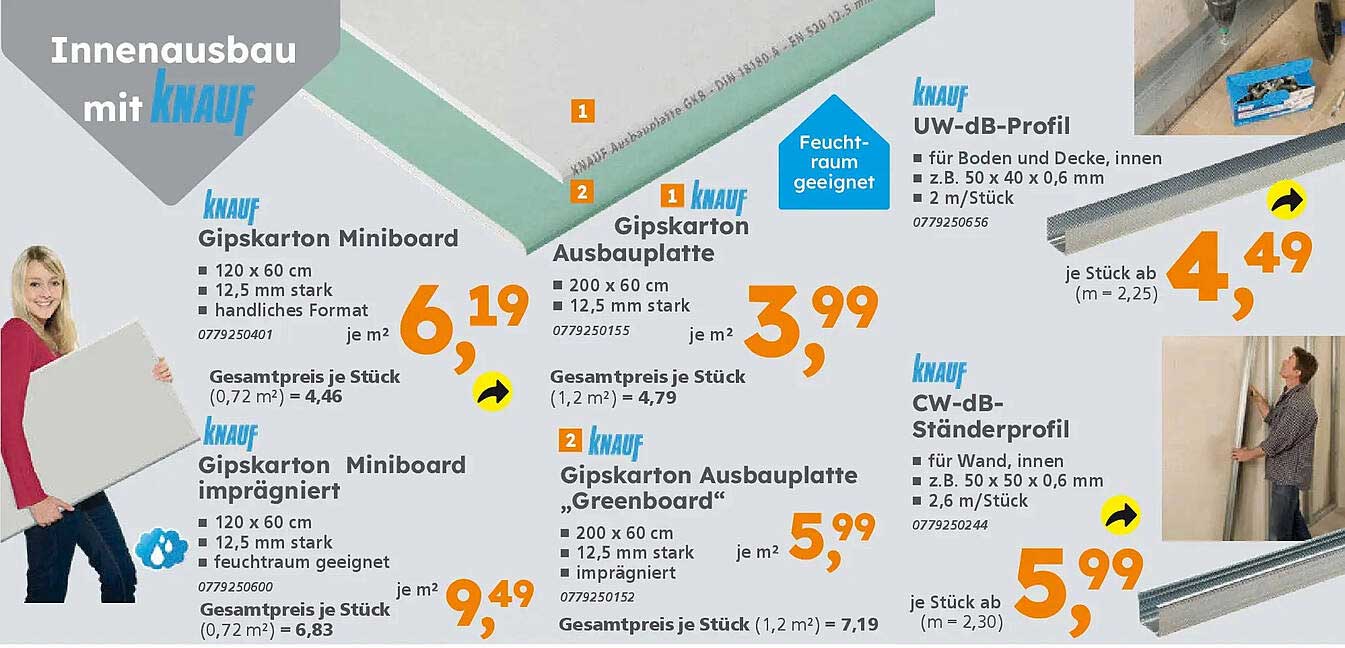 Knauf Gipskarton Ausbauplatte – Ideal Für Ihr Zuhause Angebot bei Globus Baumarkt - ProspektGuru.de