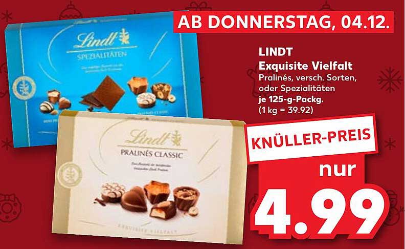 Lindt Exquisite Vielfalt Pralinés, Versch. Sorten Oder Spezialitäten Je ...