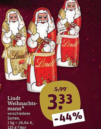 Lindt Weihnachtsmann 125G – 8 Verschiedene Sorten Angebot bei tegut ...