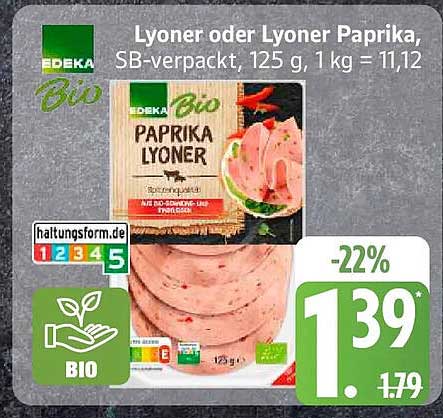 Lyoner Oder Lyoner Paprika, Sb-Verpackt, 125 G Angebot bei Marktkauf ...