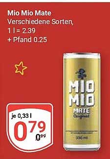 Mio Mio Mate Verschiedene Sorten, 0,33 L Angebot bei Globus ...