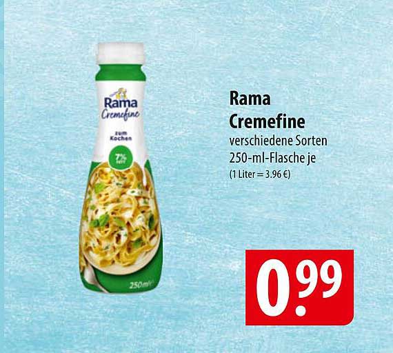 Rama Cremefine Verschiedene Sorten 250-Ml-Flasche Angebot bei Famila ...