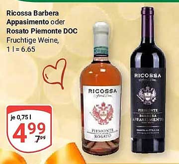 Ricossa Barbera Appassimento Oder Rosato Piemonte Doc, 0,75 L Für Nur 4 ...