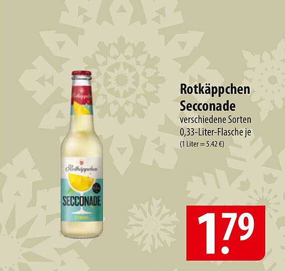 Rotkäppchen Secconade Verschiedene Sorten 0,33-Liter-Flasche Je Angebot ...