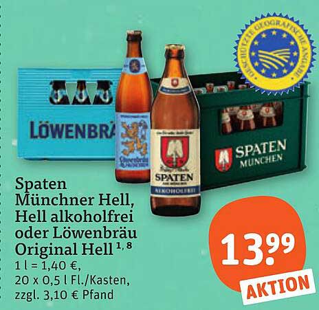 Spaten Münchner Hell, Hell Alkoholfrei Oder Löwenbräu Original Hell ...