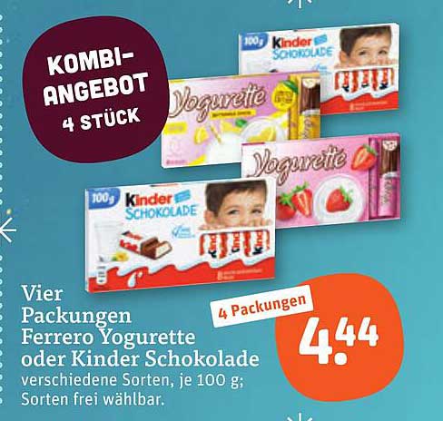 Vier Packungen Ferrero Yogurette Oder Kinder Schokolade, Verschiedene ...