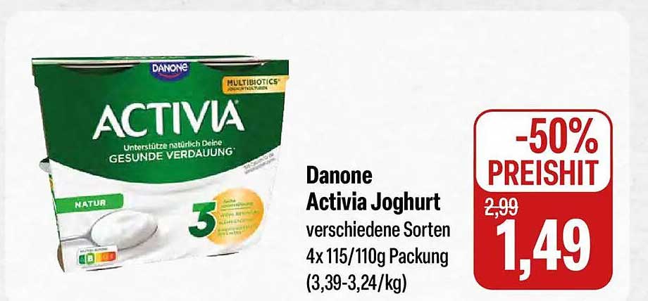 Danone Activia Joghurt Verschiedene Sorten Und Fettstufen, 4Er 460 G ...