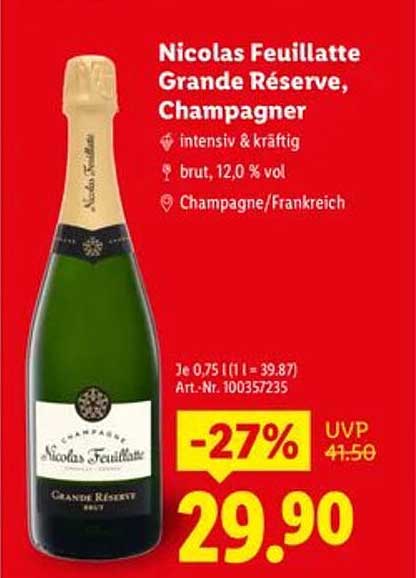 Nicolas Feuillatte Grande Réserve, Champagner Angebot bei Lidl ...