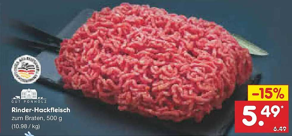 Rinder-Hackfleisch Zum Braten Sb-Verpackt, Je 500-G-Pckg. (1 Kg = 13.98 ...