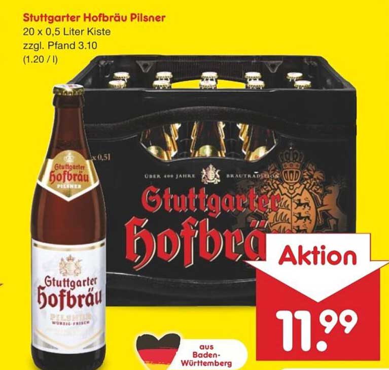 Stuttgarter Hofbräu Pilsner 20 X 0,5 Liter Kiste Angebot bei Netto ...