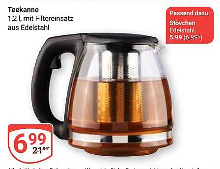 Teekanne 1,2 L, Mit Filtereinsatz Aus Edelstahl Angebot bei Globus ...