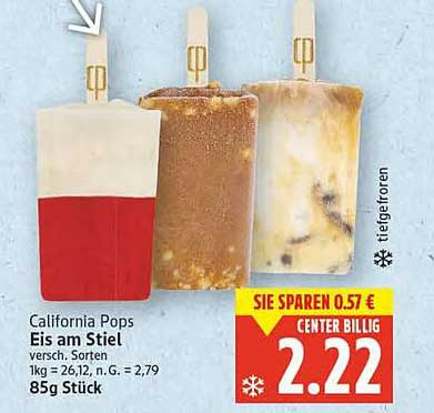 California Pops Eis Am Stiel Versch. Sorten Angebot bei E-Center ...