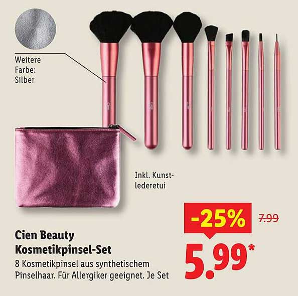 Cien Beauty Kosmetikpinsel-Set Angebot bei Lidl - ProspektGuru.de