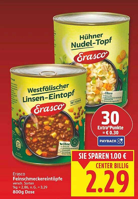 Erasco Feinschmeckereintöpfe Angebot bei E-Center - ProspektGuru.de