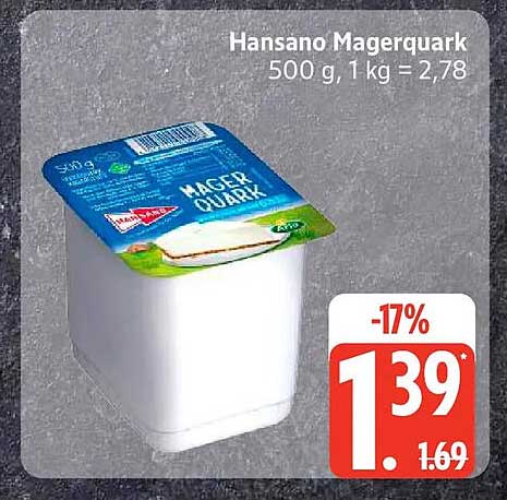 Hansano Magerquark 500 G Angebot bei Marktkauf - ProspektGuru.de