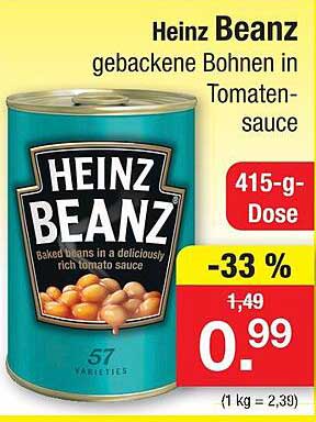 Heinz Beanz Gebackene Bohnen In Tomatensauce Angebot bei Zimmermann ...