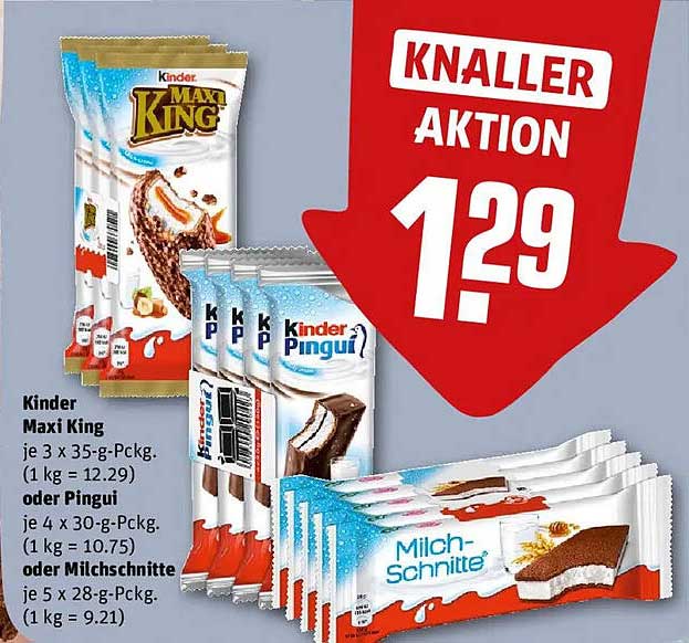 Kinder Maxi King Je 3 X 35-G-Pckg. (1 Kg = 12.29) Oder Pinguin Je 4 X ...