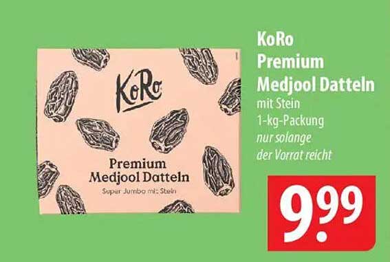 Koro Premium Medjool Datteln Mit Stein 1-Kg-Packung Angebot bei Famila ...
