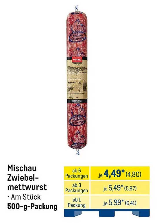 Mischau Zwiebel-Mettwurst · Am Stück 500-G-Packung Angebot bei METRO ...