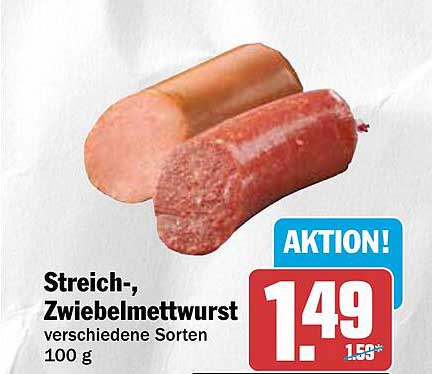 Streich-, Zwiebelmett Wurst Verschiedene Sorten 100 G Angebot bei Hit ...