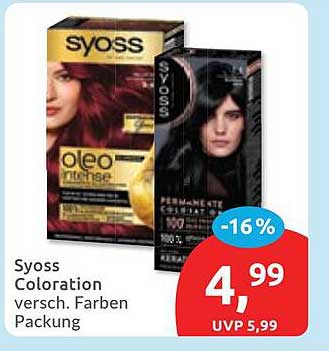 Syoss Coloration Versch. Farben Packung Angebot bei Budni - ProspektGuru.de